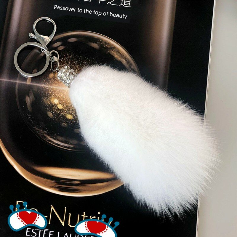 Элитный брелок для ключей унисекс из натурального меха лисы, подвеска для сумки из меха норки, плюшевый декор из