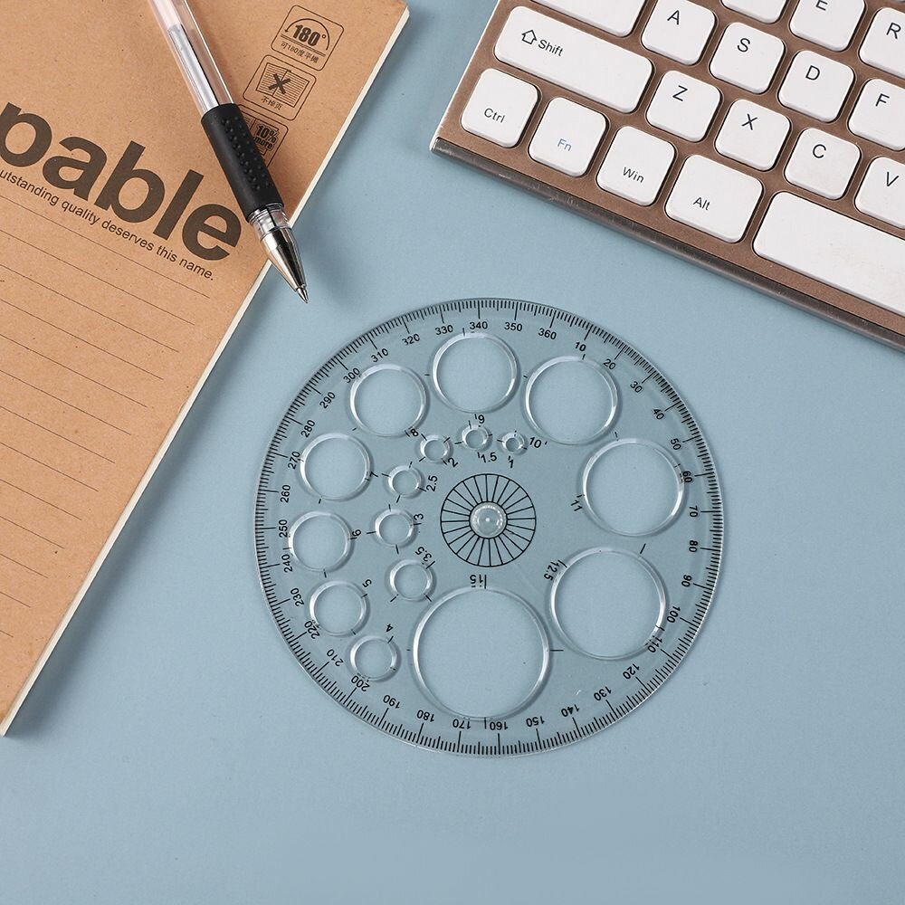 Линейка чертежная с круговой шкалой, 360 градусов, 1 шт, пластик, для школы