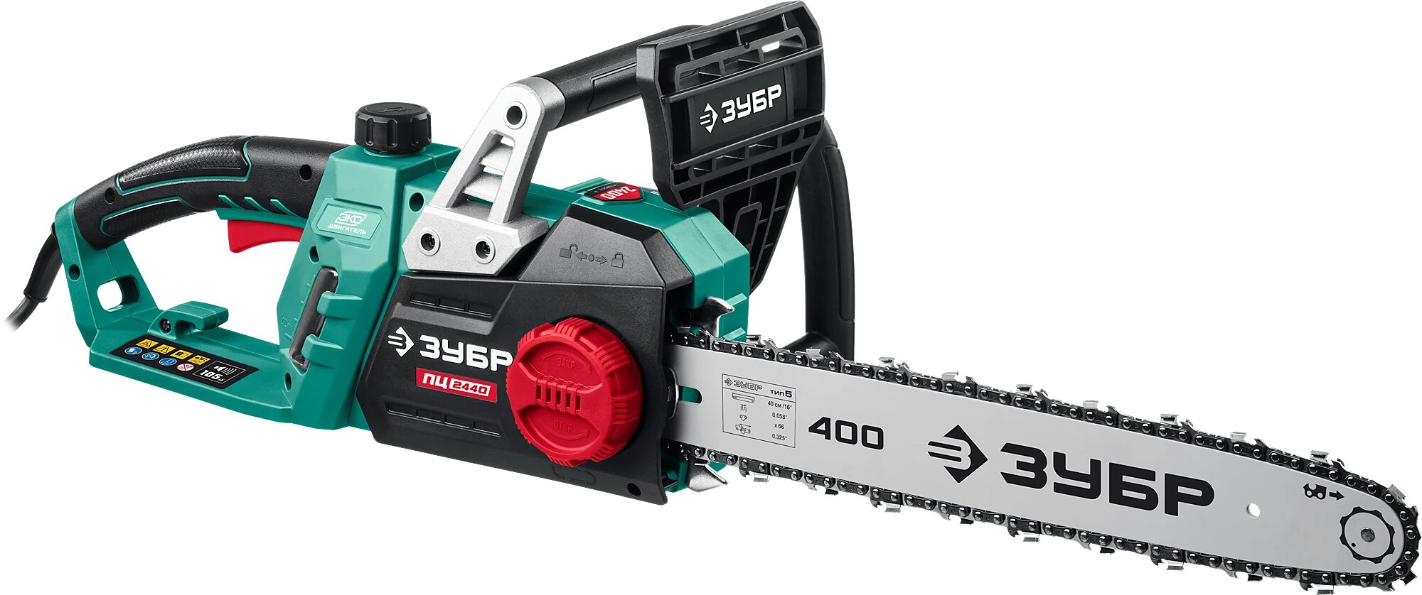 Пила цепная электрическая Зубр Мастер ПЦ-2440, зеленый, 2400 Вт