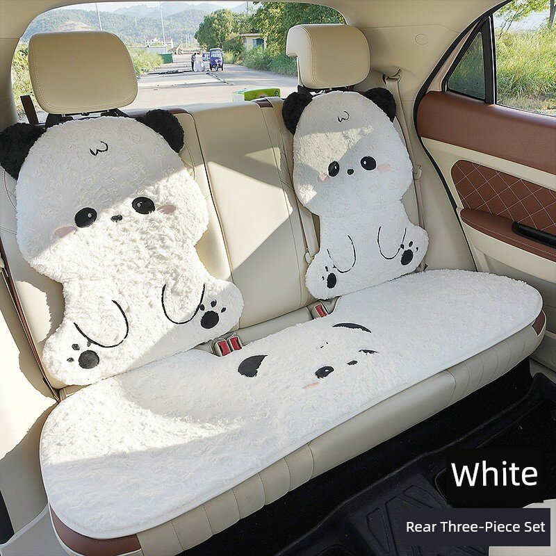 Зимние флисовые чехлы на задние сиденья для Geely Panda Mini, набор 3 предмета, белый