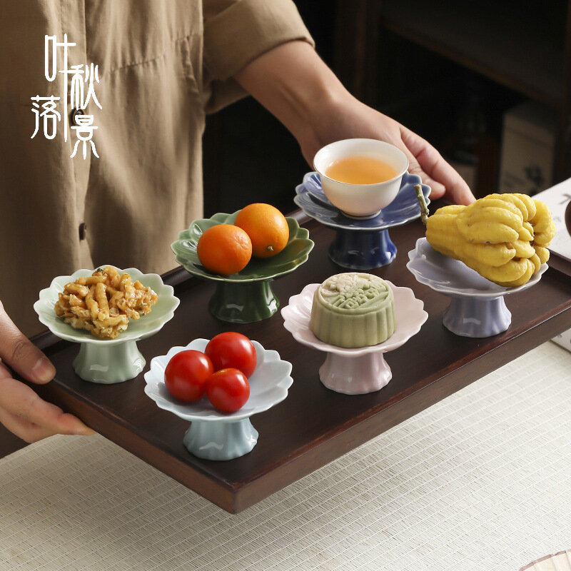 Керамическая тарелка для чая и закусок в китайском стиле, маленькая изысканная тарелка для димсама, тарелка для закусок, тарелка для выпечки, фруктовая тарелка