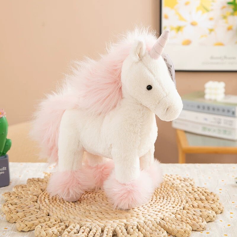 Милая маленькая плюшевая игрушка в виде лошадки, реалистичная мягкая игрушка, кукла-единорог в виде белой лошади,