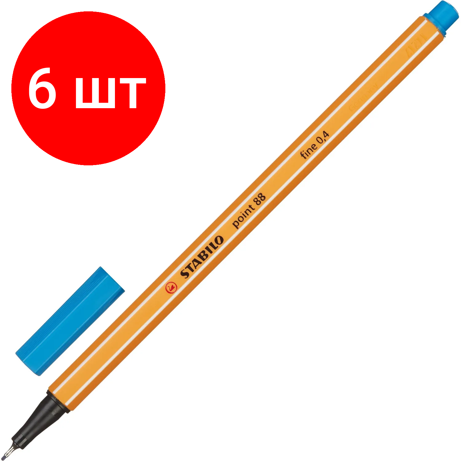Комплект 6 штук, Линер STABILO Point 88/32 ультрамарин