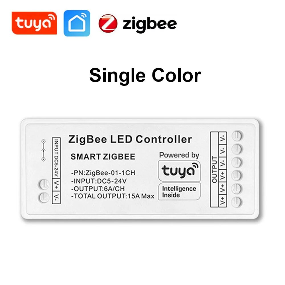 Одноцветный контроллер Zigbee 3.0 CCT RGB RGBW RGBWC, переключатель светодиодных лент с регулируемой яркостью, работает со шлюзом Tuya SmartThings Bridge Single Color