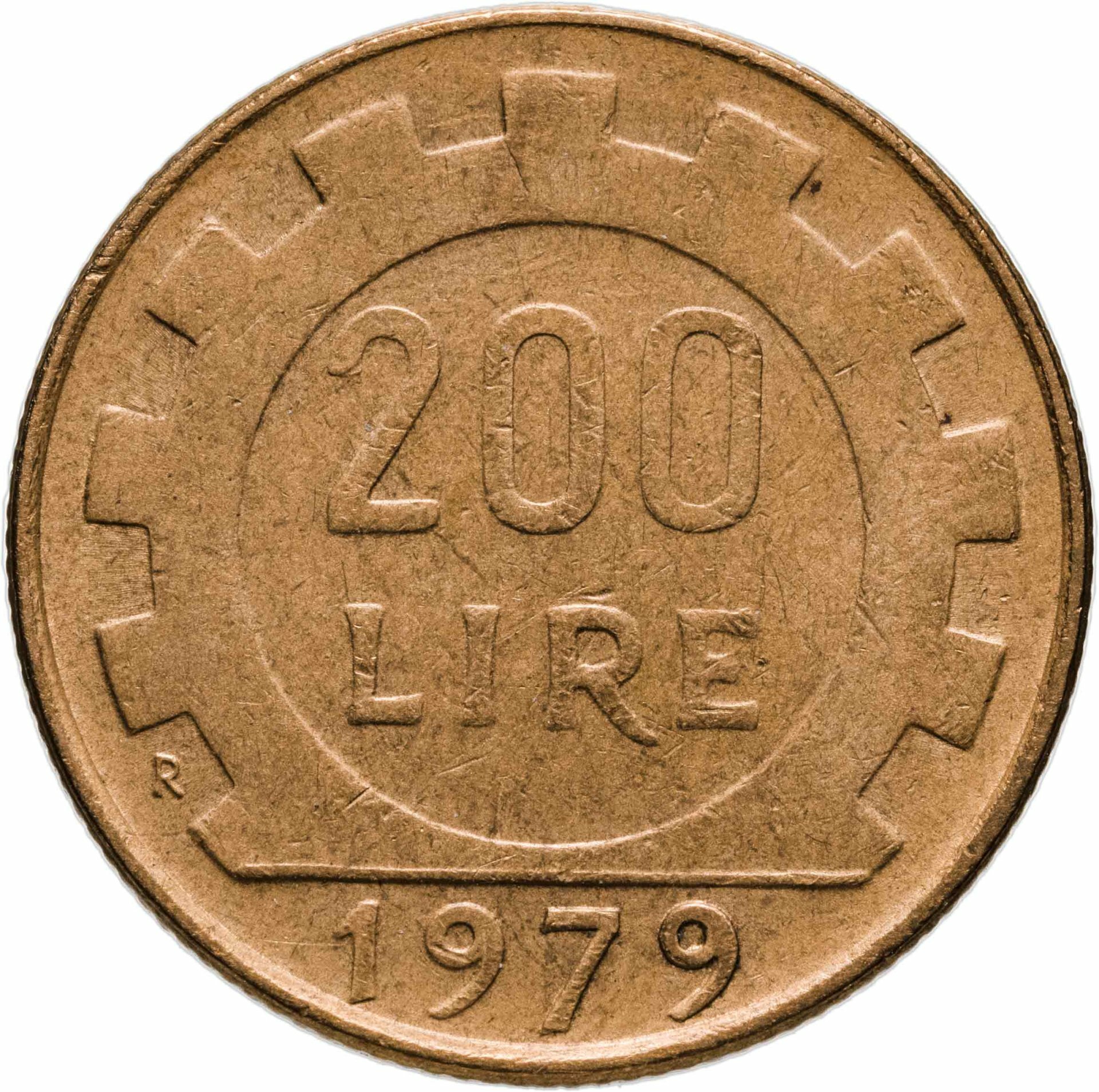 Италия 200 лир 1979, Бронза, в сохранности XF