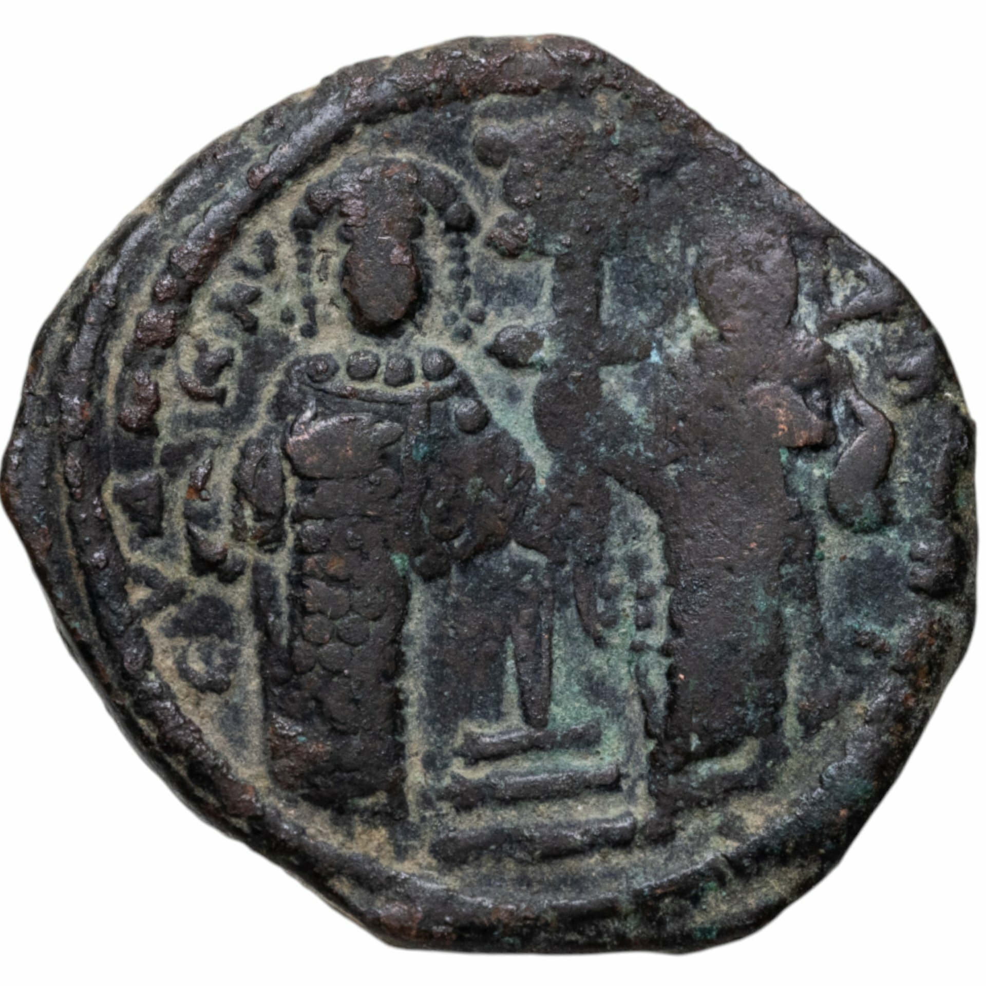 Византийская империя, Константин X и Евдокия, 1059-1067 годы, Фоллис , Медь, в сохранности VF