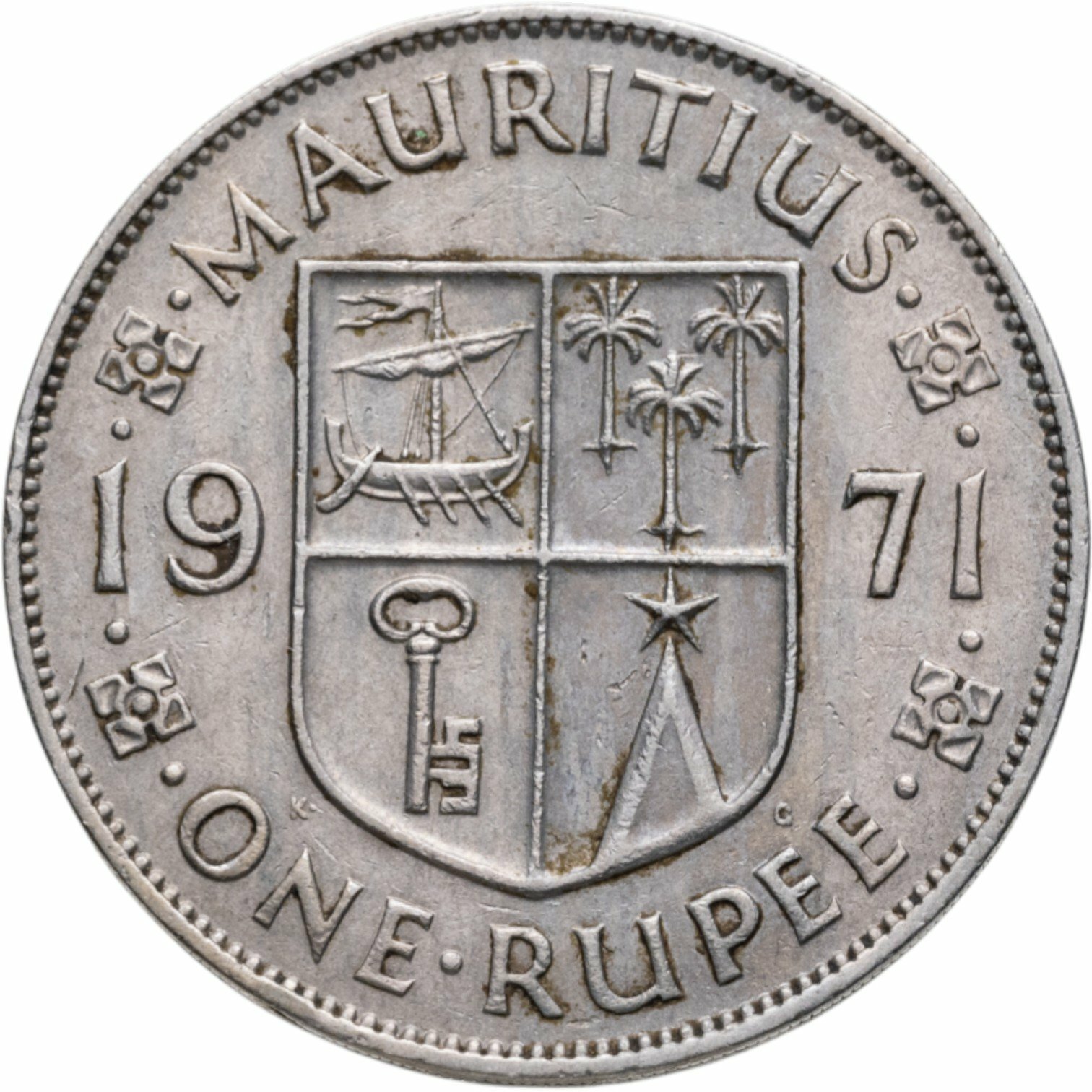 Маврикий 1 рупия rupee 1971, Мельхиор медь-никель, в сохранности XF