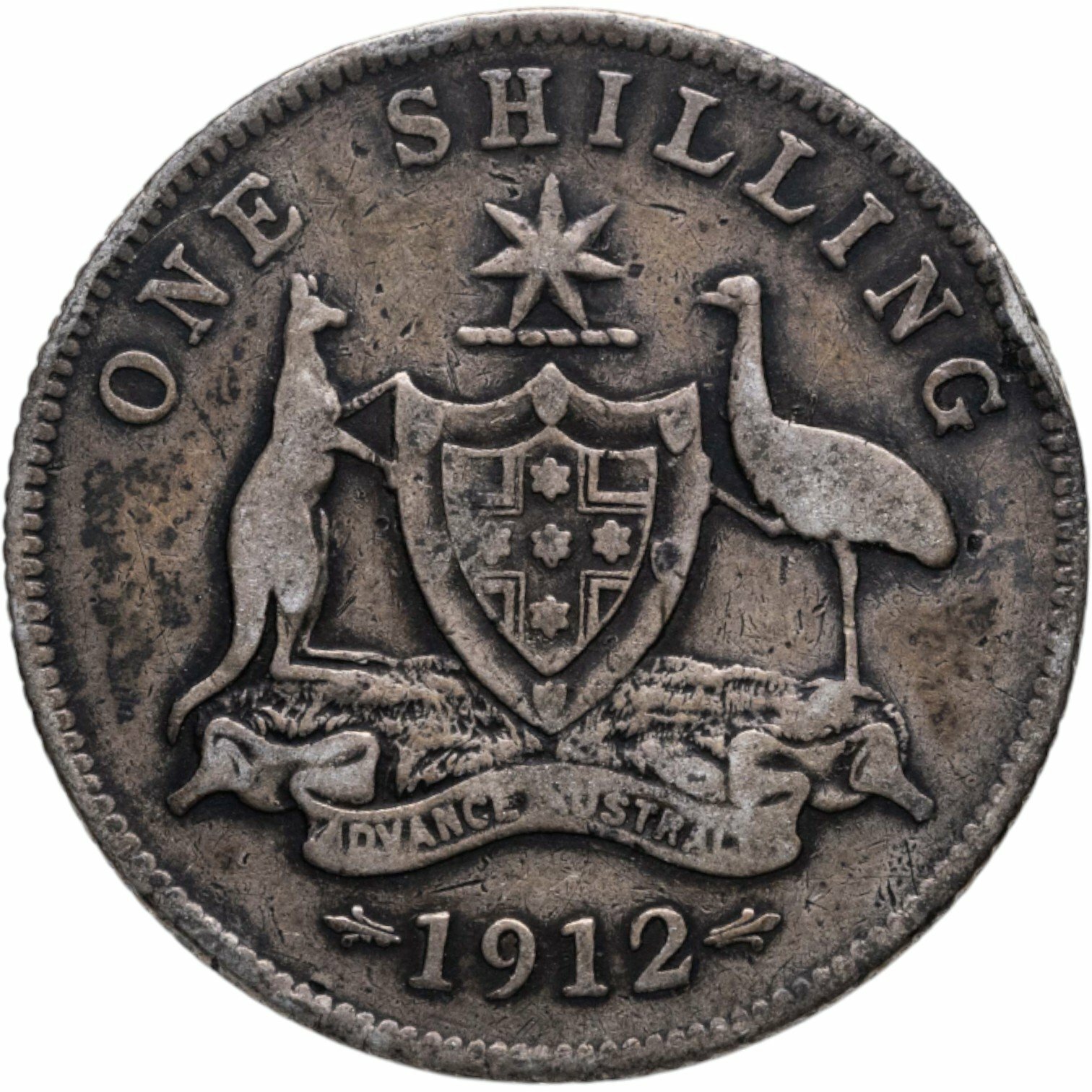 Австралия 1 шиллинг shilling 1912, Серебро 925, в сохранности VF