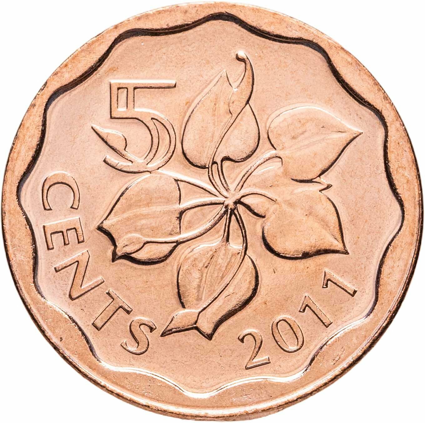 Свазиленд 5 центов cents 2011, Сталь, в сохранности UNC