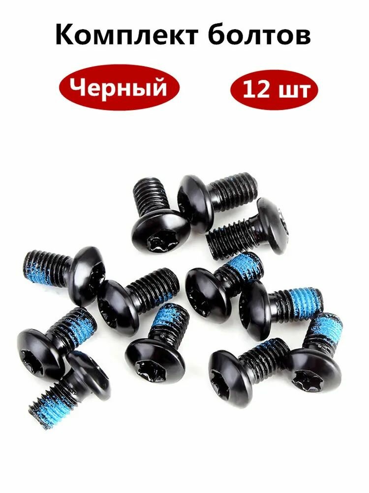 Комплект болтов 12 шт. для крепления тормозного диска цвет Oil slick, M5x9, Черный