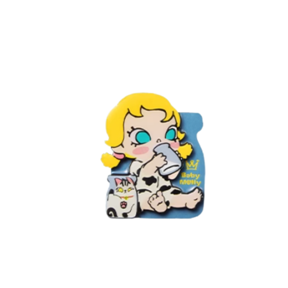 Магнит на холодильник унисекс POP MART Baby Molly & Baby Tabby Series Together To The Kindergarten, Confirmed-Fancy Drinking Milk (Open)