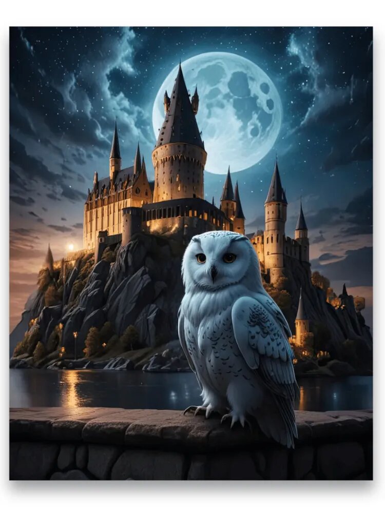 Алмазная живопись"Замок Гарри Поттера", 5D, круглая, 40x50 см. Производитель: Brose Art.