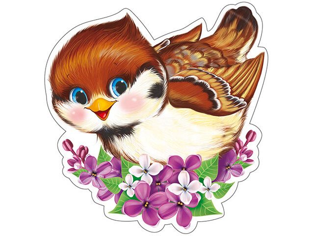 Плакат мини вырубной Воробушек с цветочным мотивом ФМ-013252 0+