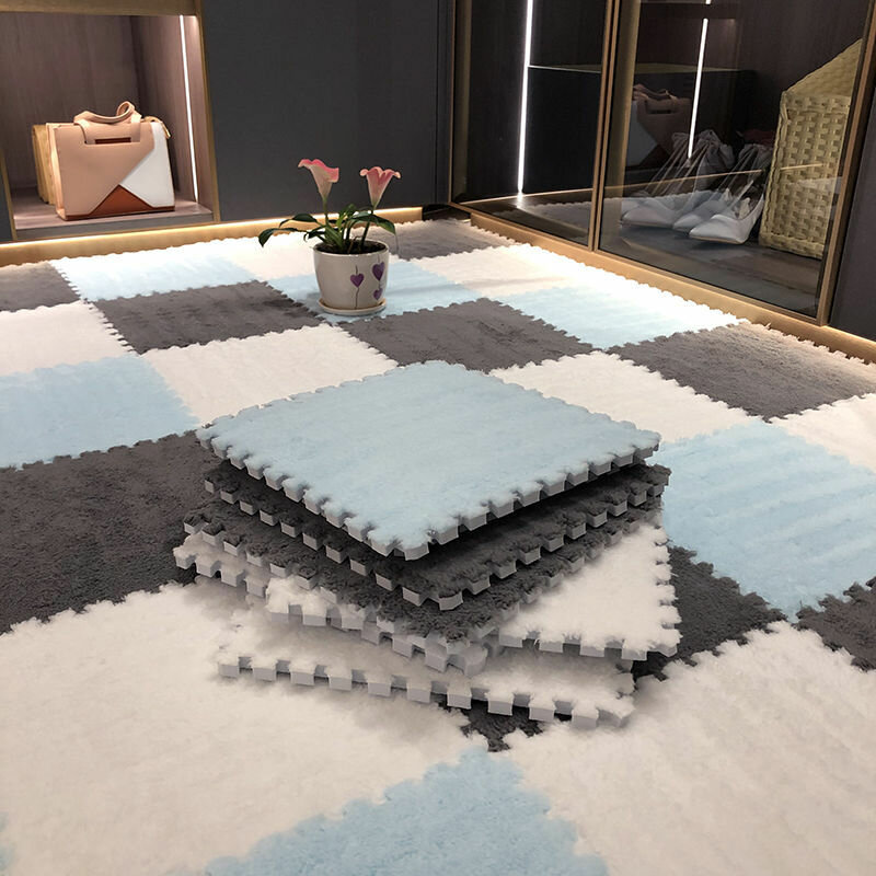 Домашний плюшевый ковер с пэчворком, квадратный пенопластовый коврик для спальни, утолщенный напольный коврик, детский коврик для резки, напольный коврик