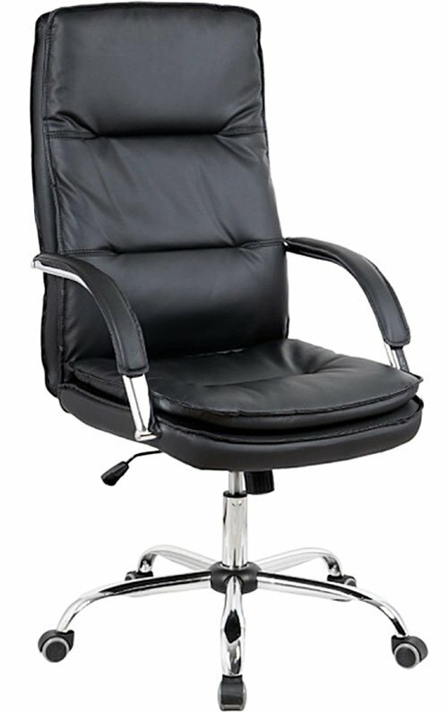 Мягкое компьютерное кресло для работы Kingstyle Sway PU BK, экокожа, хром