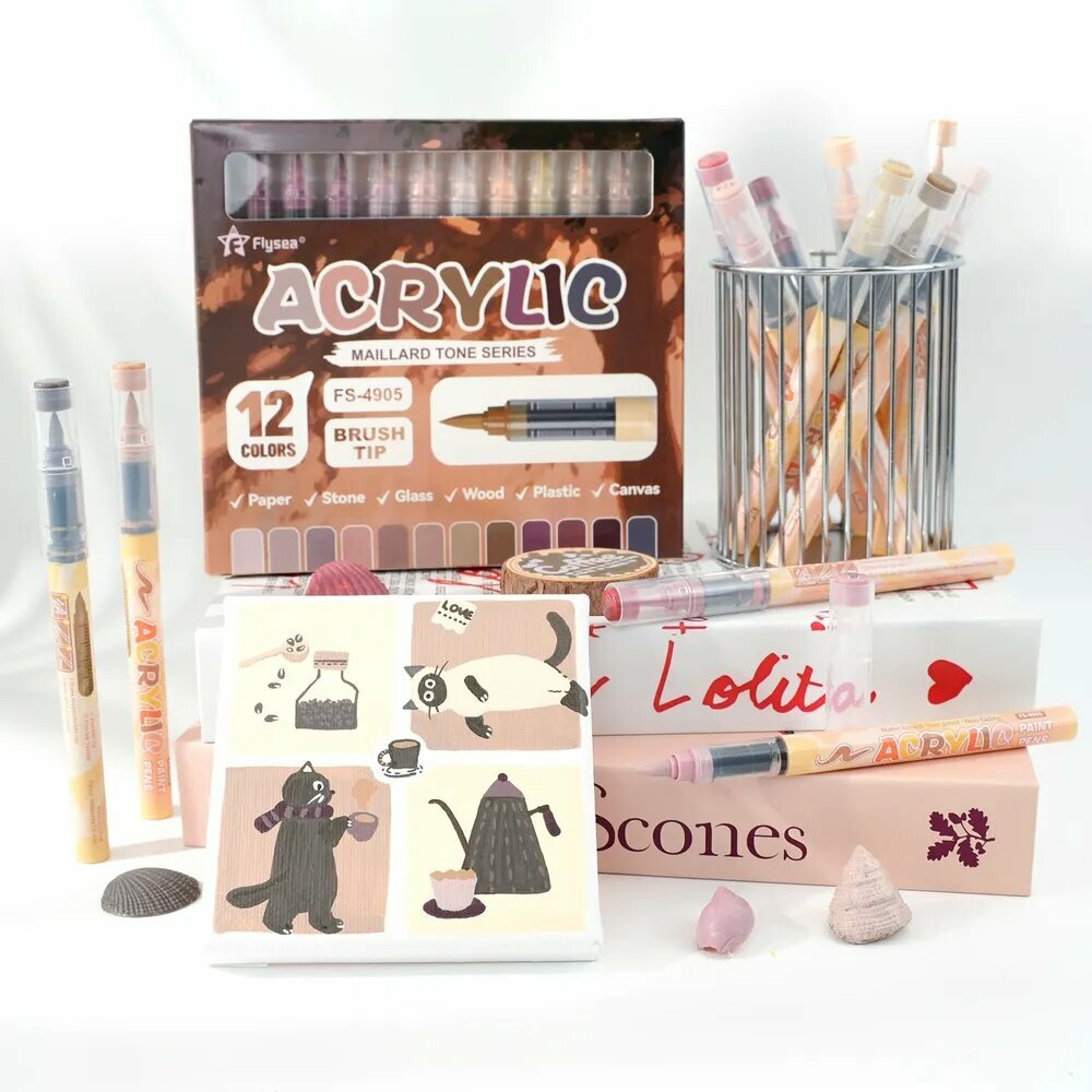 Flysea Маркер Акриловый, 12 шт.