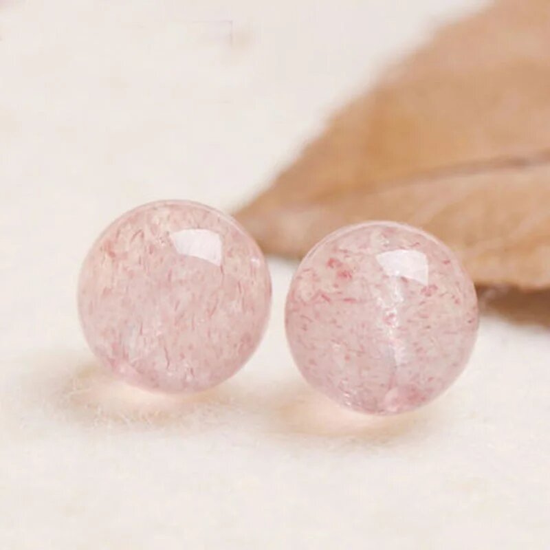 Клубничный кварцевый кристалл, бусина 8mm 1PC