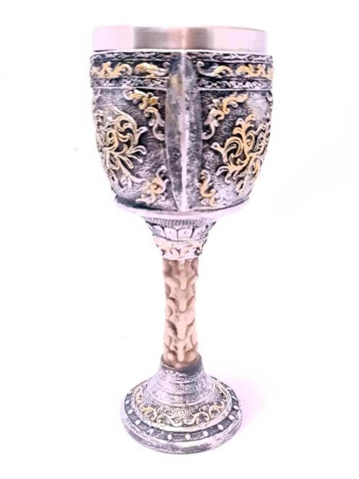 Бокал из полистоуна "Череп в шлеме" с металлической колбой (200 мл)