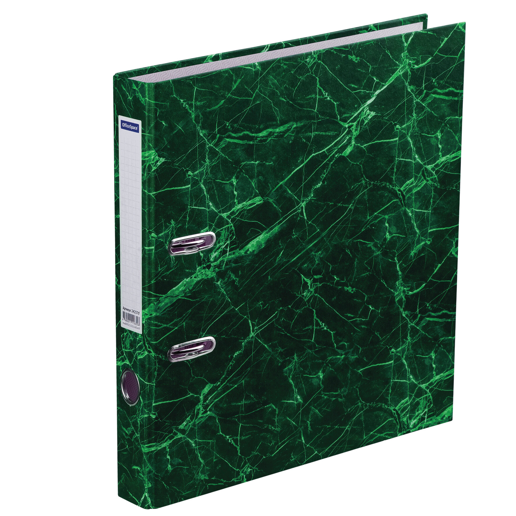 5 шт. Папка-регистратор OfficeSpace, 50мм, мрамор, зеленая