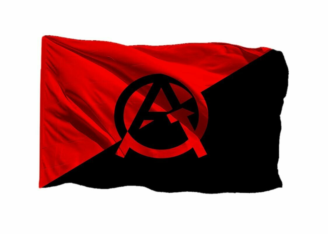 Флаг анархо-синдикалистов 70х105 см на шёлке для ручного древка