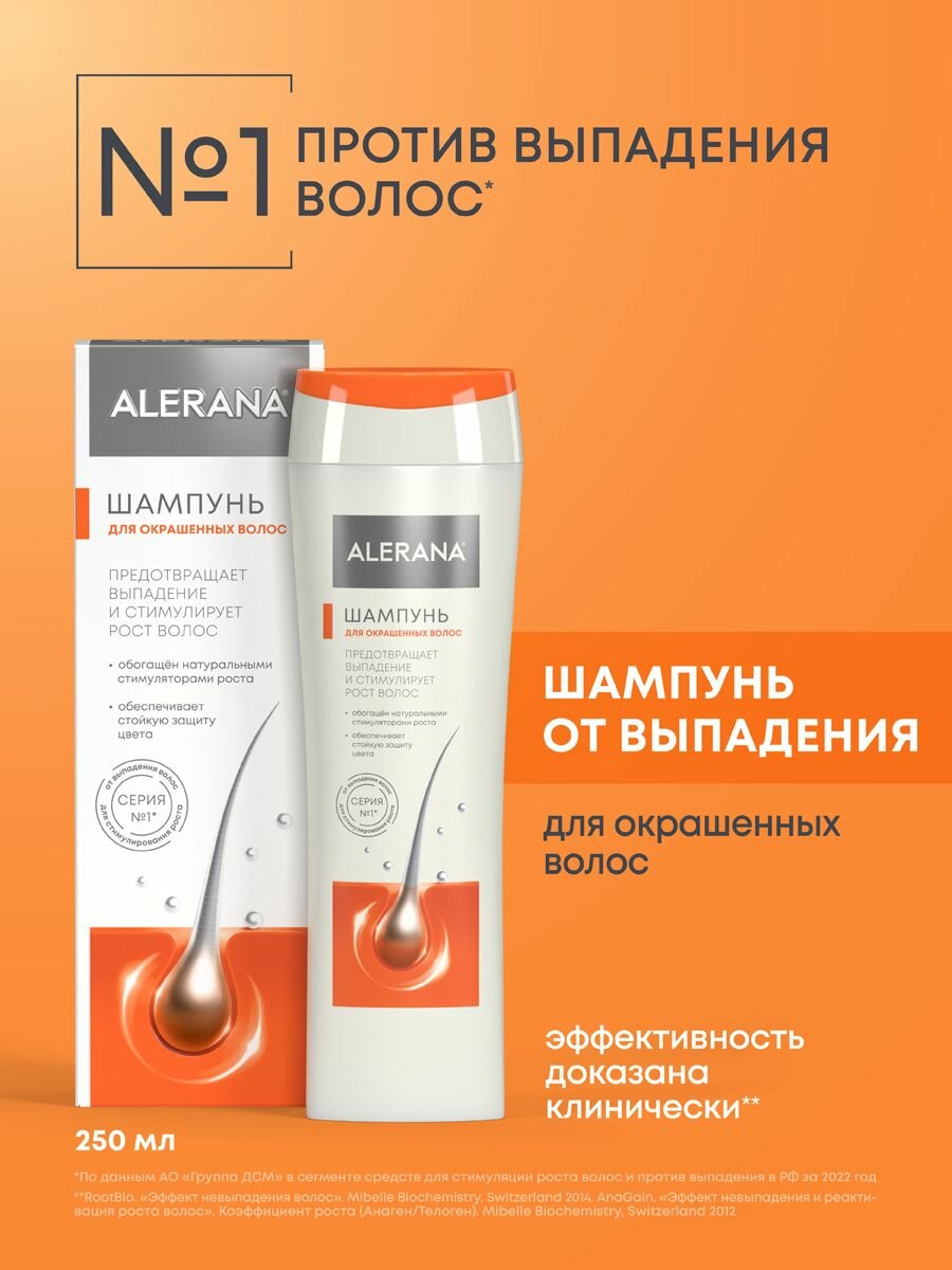 Шампунь для роста окрашенных волос Алерана, 250 мл