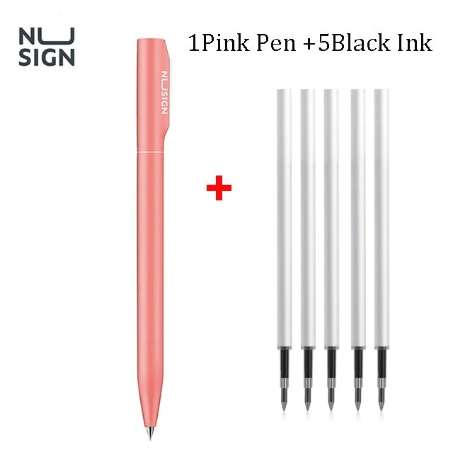 Ручка Nusign Sign Pen розовая + 5 черных сменных стержней