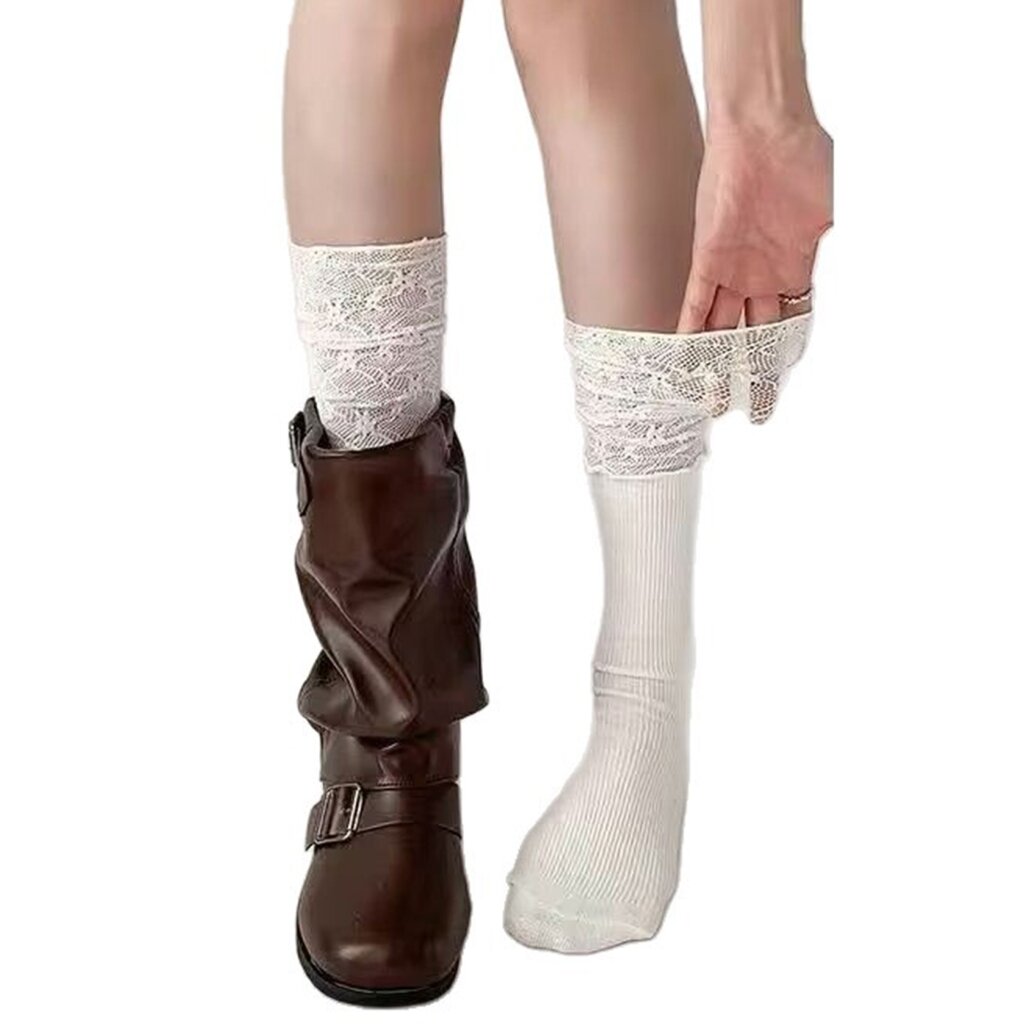 Носки с кружевным ворсом от грибка-Белый