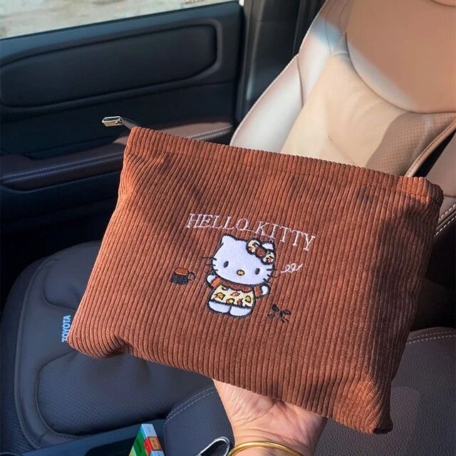 Ретро-коричневая косметичка Hello Kitty, портативная мультяшная японская косметичка Hello Kitty, милый подарок на день рождения.