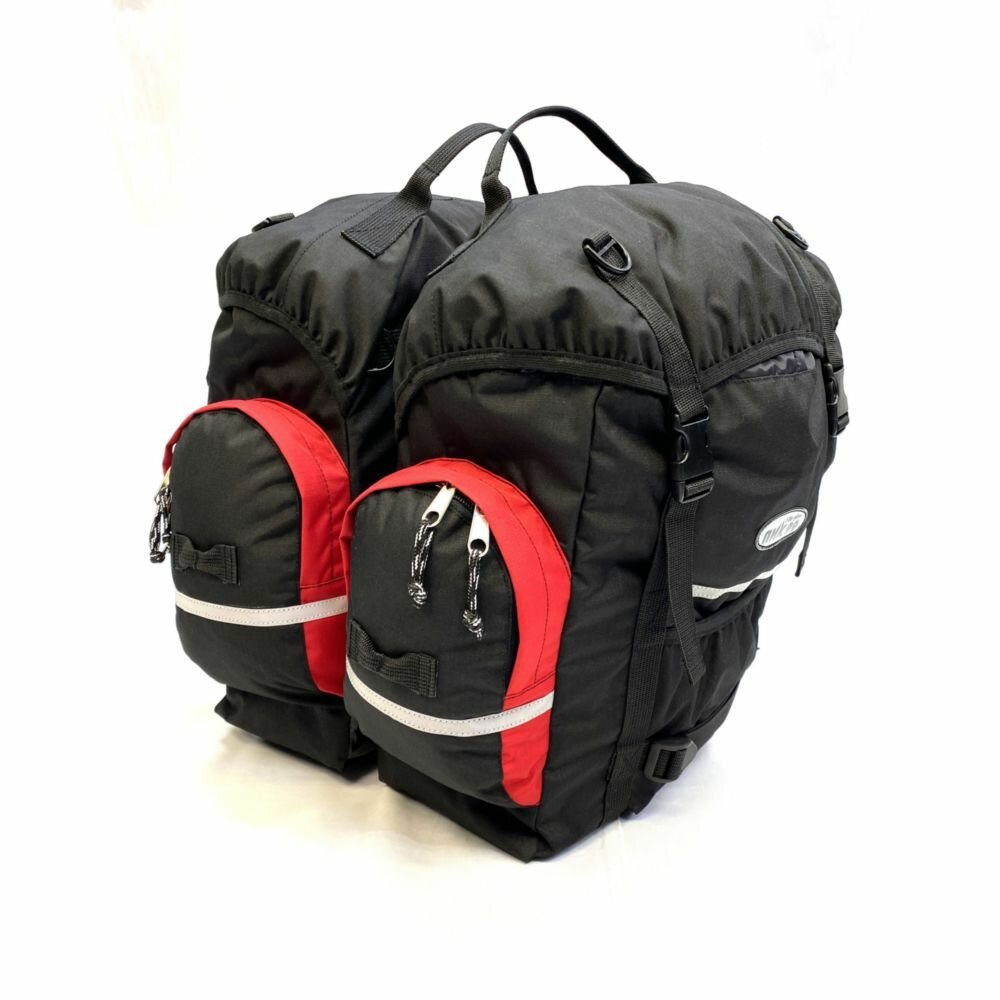 Велосумка, велобаул, сумка на багажник, ПИК-99, ТРЕК-40, двухсекционная, черно-красная