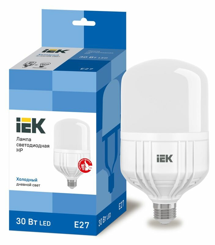 Лампа светодиодная IEK HP, 30 Вт, 230В, 6500К, E27, холодный свет, 3900 Лм