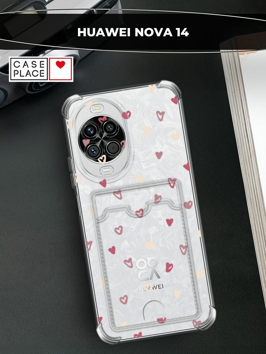 Чехол на Huawei Nova 14 (Хуавей Нова 14) с картой и принтом Рисунок из сердечек