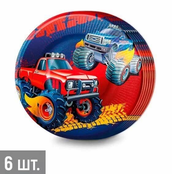 Набор бумажных тарелок Империя поздравлений Большие гонки, диаметр 18 см, 6 шт