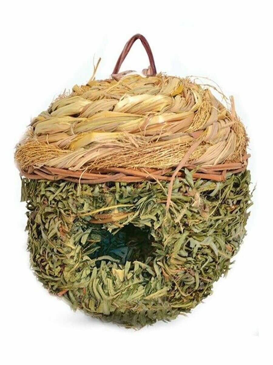 Домик Natural для птиц из луговых трав "Желудь" триол, размер 110*120-155мм