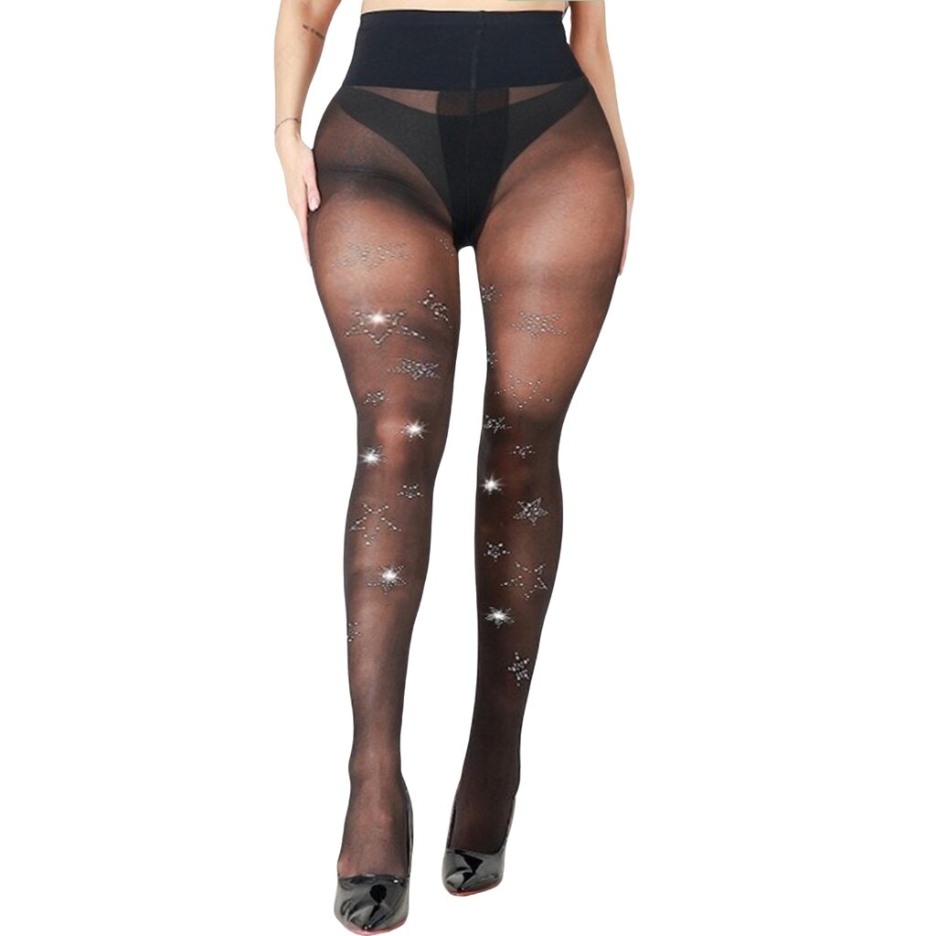 Стильные колготки со стразами и звездочками, прозрачные шелковые колготки, Леггинсы