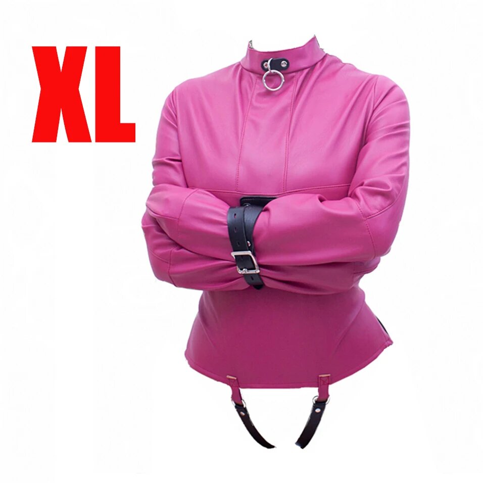 БДСМ кожаный подлокотник спрямительный пиджак секс-игрушка, прямой пиджак бондаж Регулируемый ремень, костюм для косплея для раба женский сексуальный костюм Rose red XL