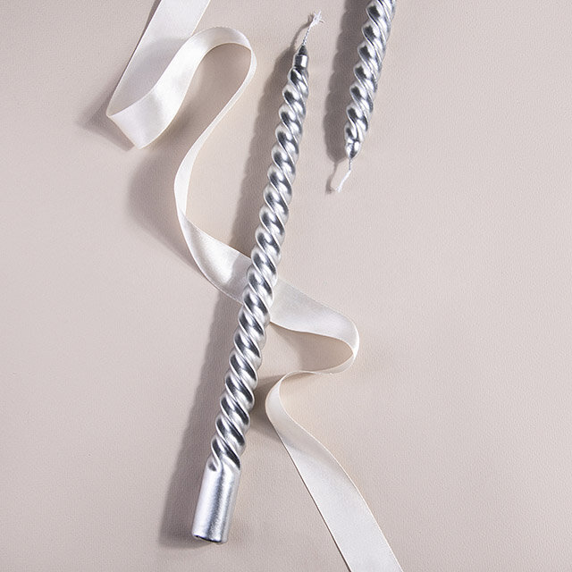 Витая свеча Gambassi Terme 30 см серебряная, Due Esse Christmas, XNA11002121