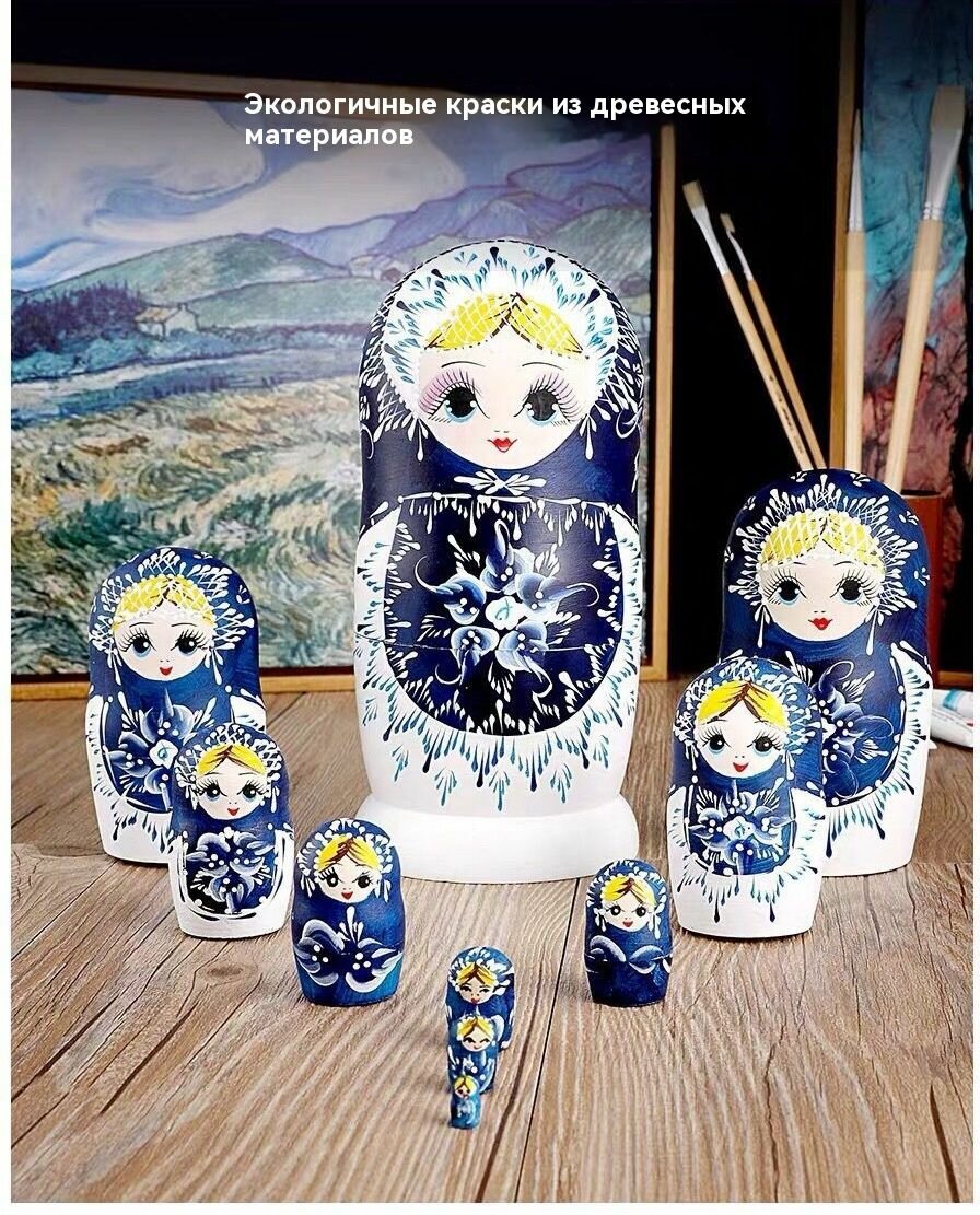 Деревянная матрешка "Счастливая птичка", 10 посадочных мест, 23 см/Развивающая детская игрушка