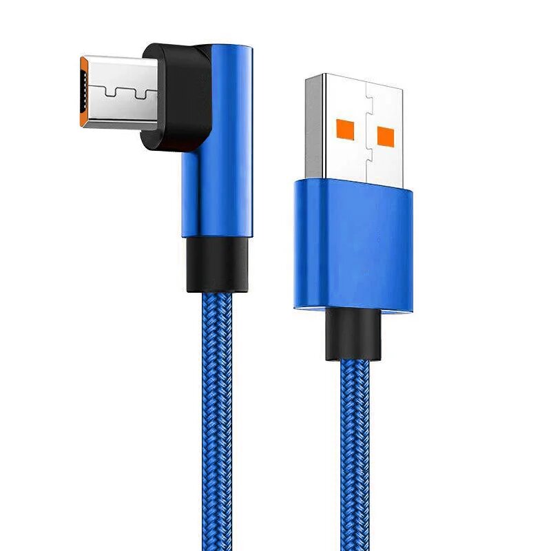 Кабель USB-C на USB с углом 90° синий 1м