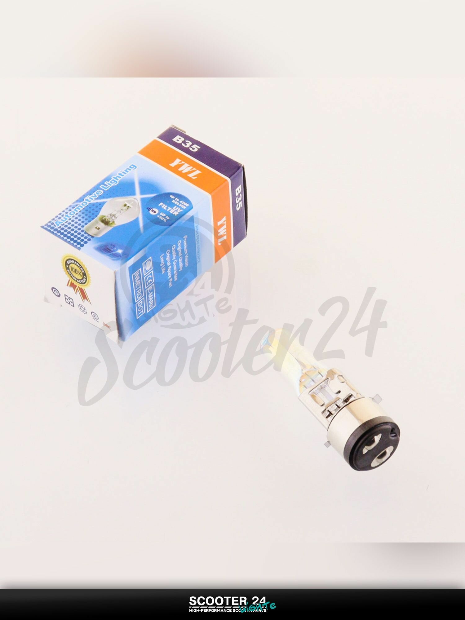 Лампа фары BA20D (2 уса) 12V 50W/50W для мототехники универсальная (хамелеон радужный) "YWL"