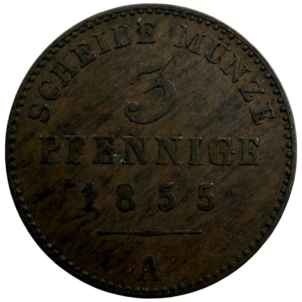Германия, Рейсс-Шлейц 3 пфеннига 1855 г. (A)