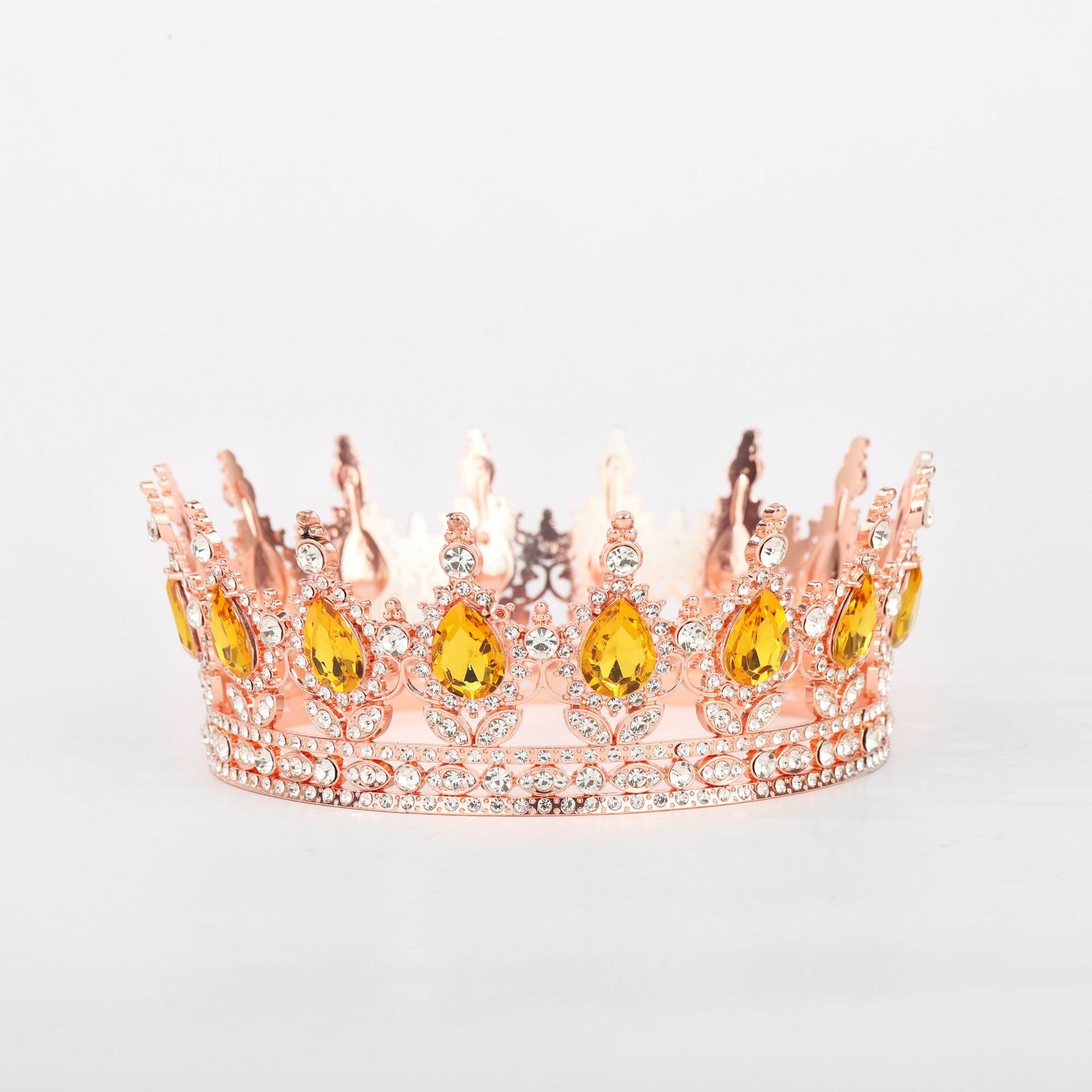 Кросс-бордерные европейские и американские стильные винтажные цветные кристаллические круглые большие короны барокко принцессы свадебные аксессуары для волос