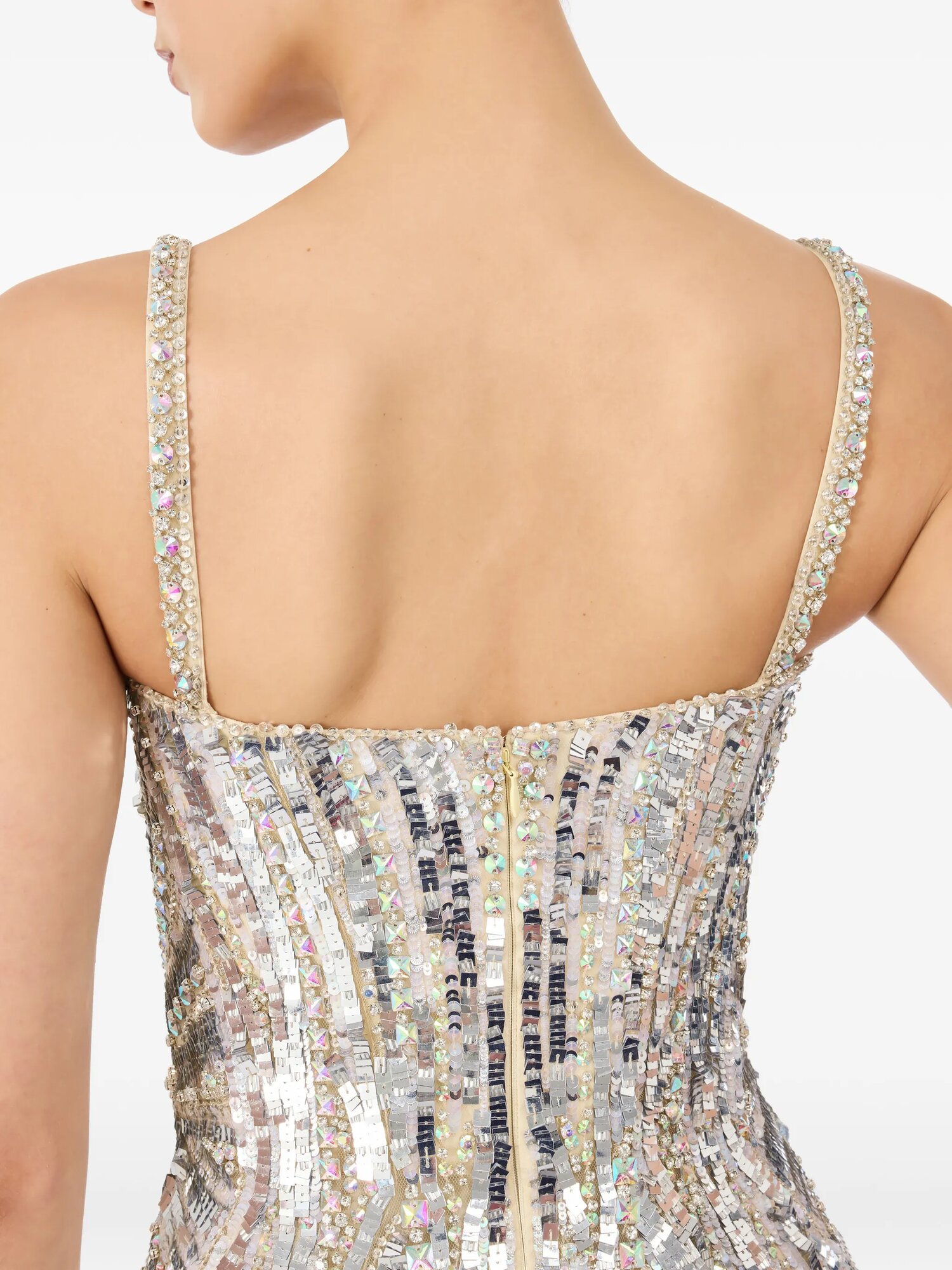 Платье Jenny Packham, размер 10, серебристый/красный — фото 1