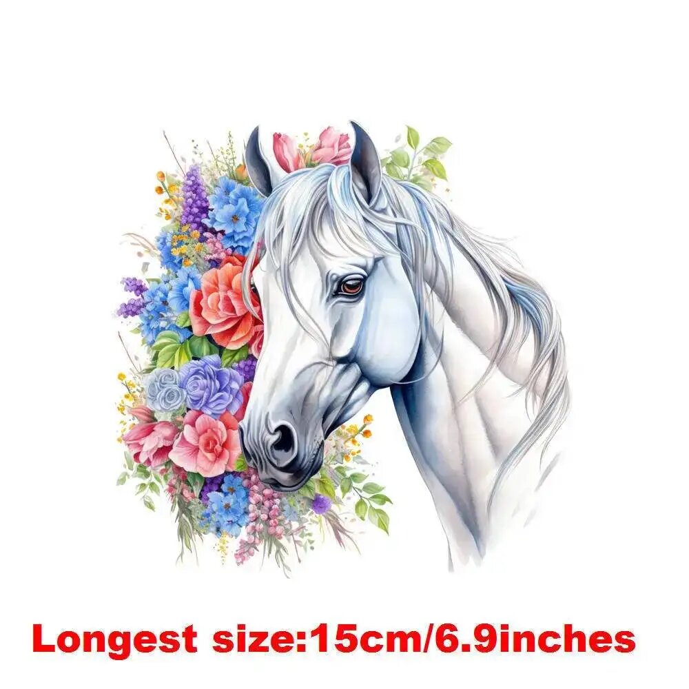 15 см детский красочный цветок тигр лев кошка животное утюг на термопереносную наклейку DTF железные нашивки для переноса для детской одежды