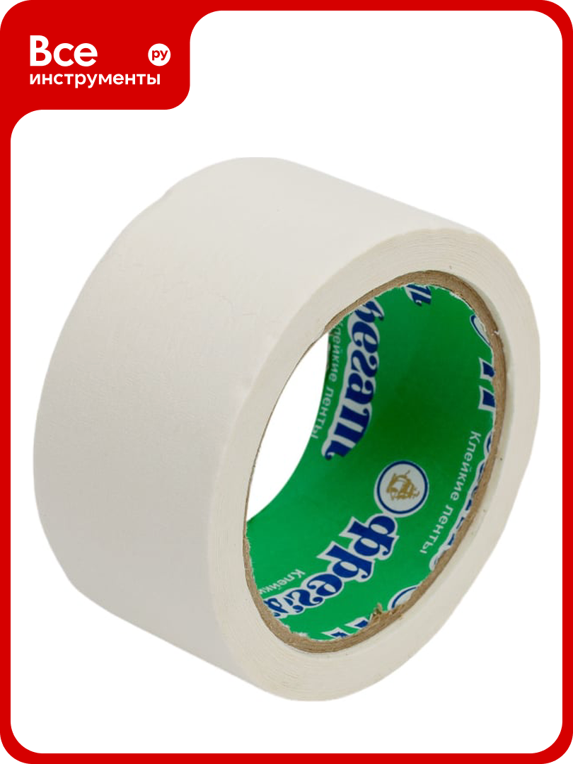 Малярная лента Фрегат 48 мм, 25 м КР09, бумажная основа, синтетический каучуковый клей, бело‑желтый цвет