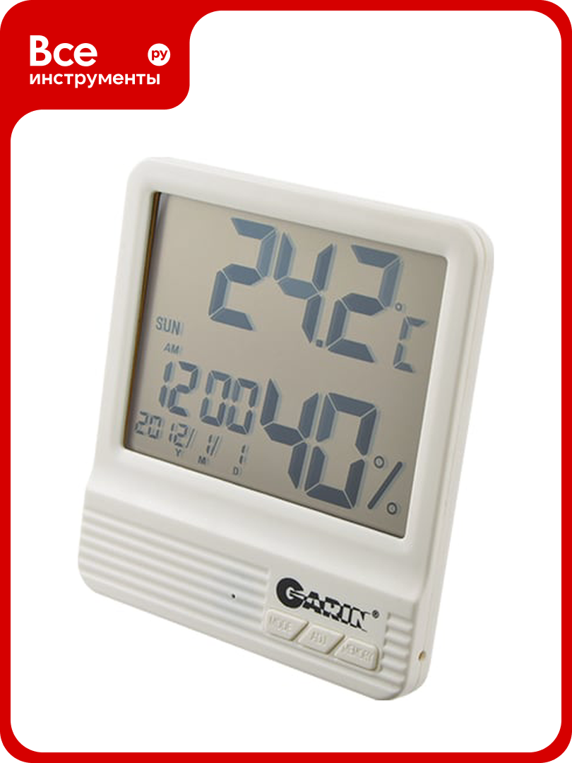Метеостанция Garin WS-3, термометр-гигрометр-часы-календарь BL1 16939