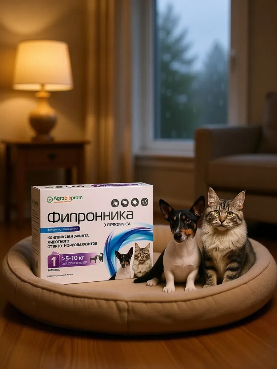 Фипронника для собак и кошек 5-10 кг (1 таблетка)