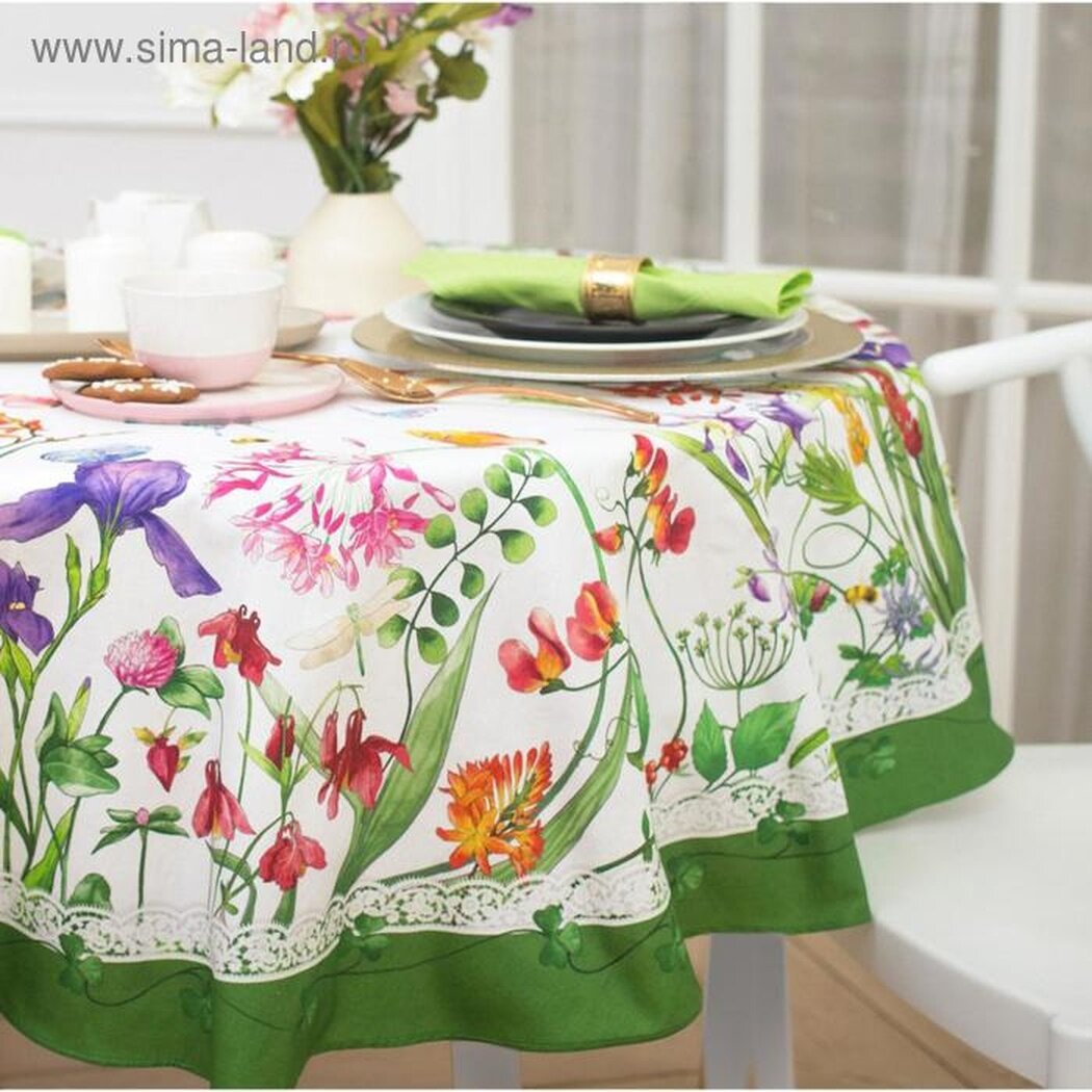 Скатерть Этель «Луговые цветы», хлопок, саржа 190 г/м², 150 см