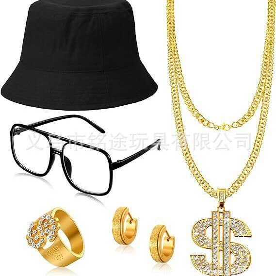 1970-е Диско-вечеринка Костюм Аксессуары Долларовые Купюры Очки Кольцо Ожерелье Эпохальные Вечеринки Реквизит