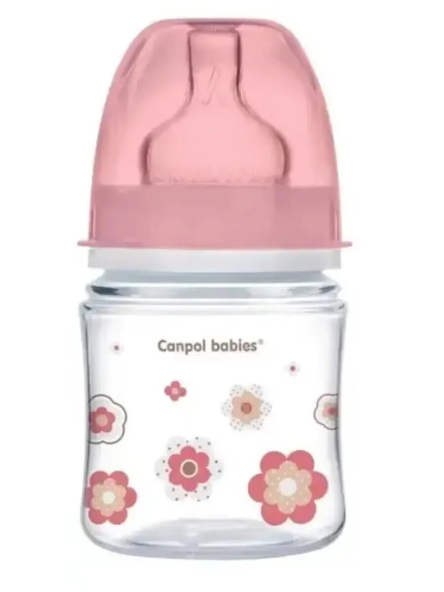 Canpol babies Бутылочка антиколиковая 120 мл 0+ розовый