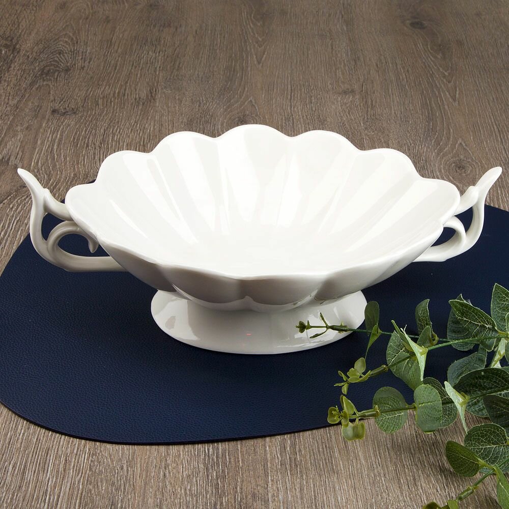 Салатник с ручками на ножке Nouvelle Маршмеллоу 30x21x10см